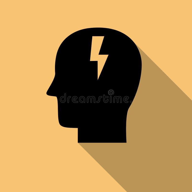 Brainstorming Head Icon with Long Shadow Stock Vector - Illustration of ...