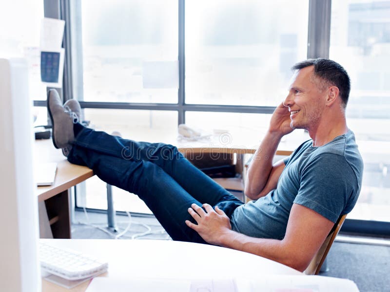 Brainstorming with Himself. a Laid-back Member of an Office Team ...