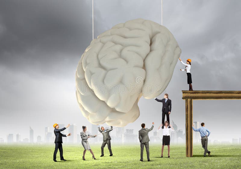 Construction Workers on Brain Stock Photo - Image of closeup, inspect ...