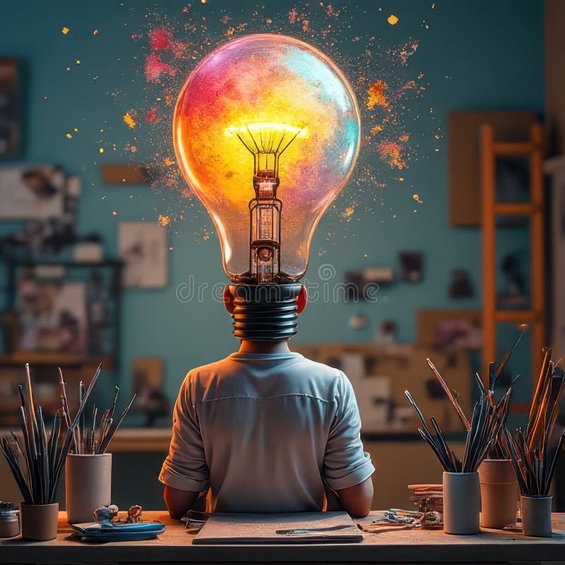 Brainstorming Ideas with a Colorful Light Bulb Explosion Stock ...