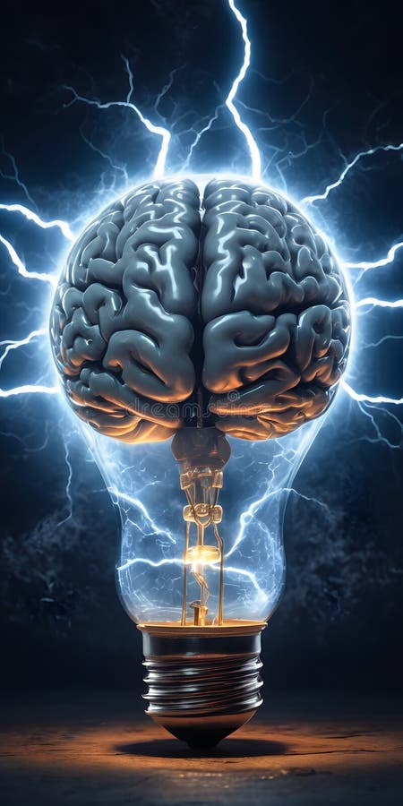 Brainstorming Ideas Illuminated in a Light Bulb AI Generated Stock ...