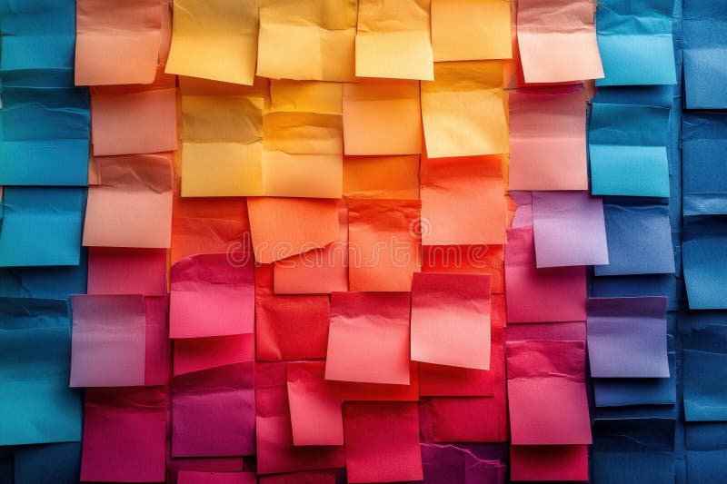 Many Colorful Clean Sticky Notes on the Wall. Stock Illustration ...