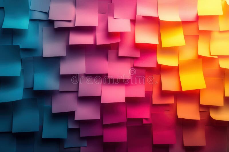 Many Colorful Clean Sticky Notes on the Wall. Stock Illustration ...