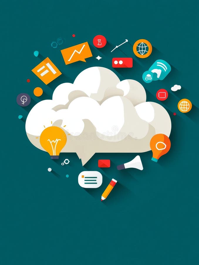 Brainstorming and Innovation Cloud Computing Concept a Cloud Shape with ...