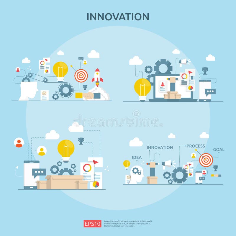 Brainstorming Innovation Idea Process and Creative Thinking Concept with Light Bulb Lamp for ...