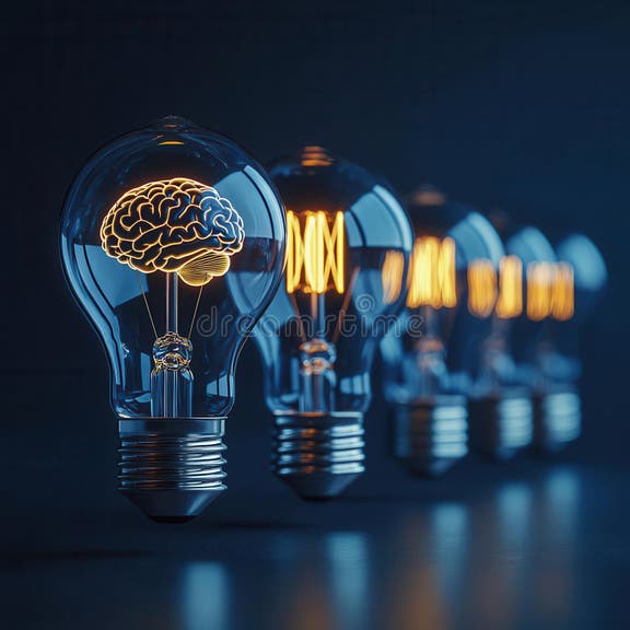 Brainstorming, Light Bulbs Illuminate Creative Ideas and Solutions ...