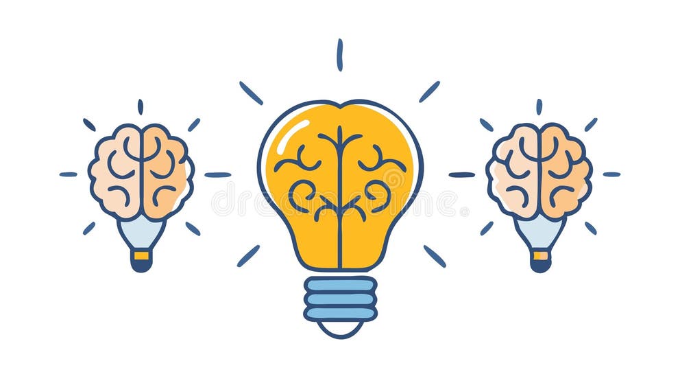 Brainstorming Lightbulbs Idea Generation Icon, Creative Thinking ...