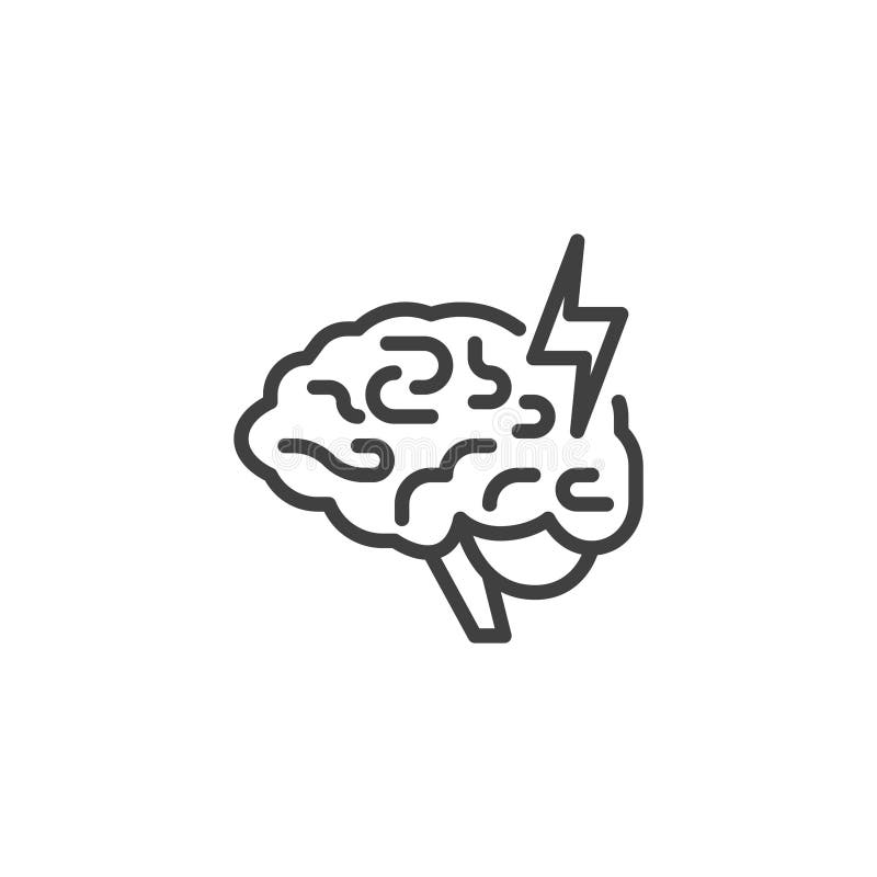 Brainstorming line icon stock illustration. Illustration of brain ...