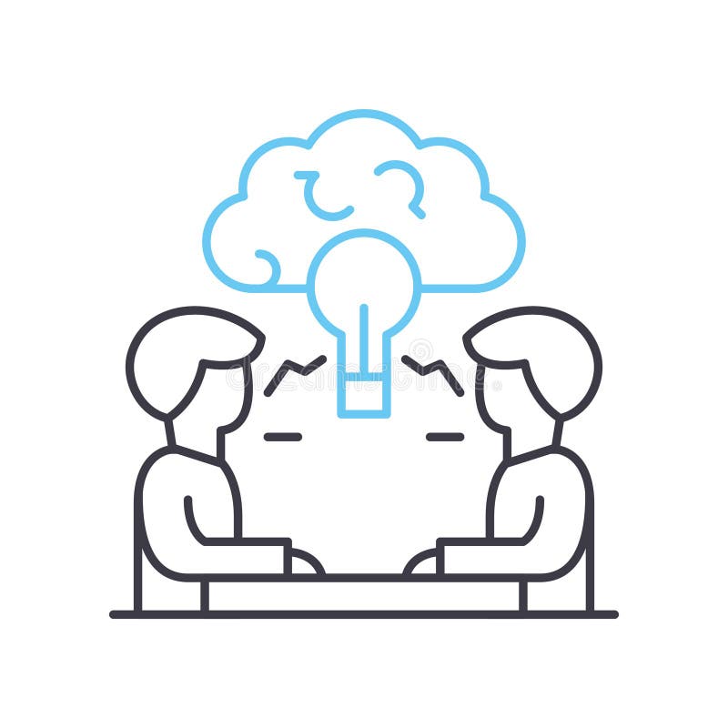 Brainstorming Line Icon, Outline Symbol, Vector Illustration, Concept ...