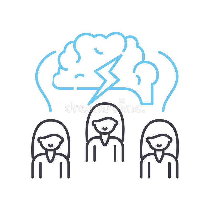 Brainstorming Line Icon, Outline Symbol, Vector Illustration, Concept ...