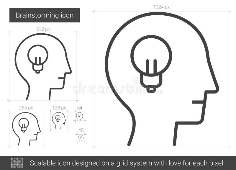 Brainstorming line icon. stock vector. Illustration of innovation ...