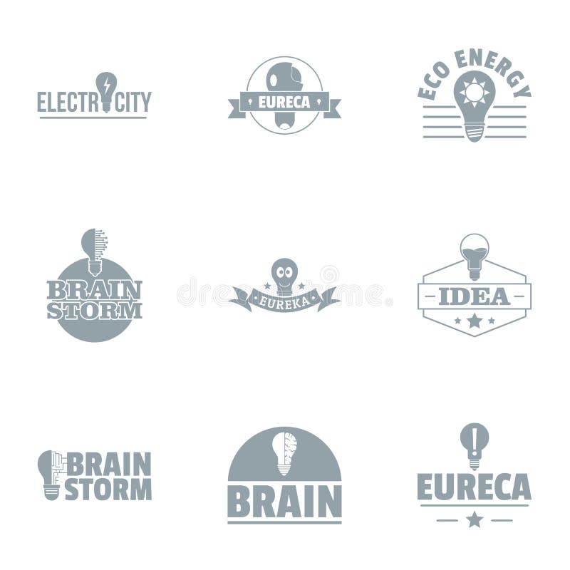 Brainstorming Logo Set, Simple Style Stock Vector - Illustration of ...