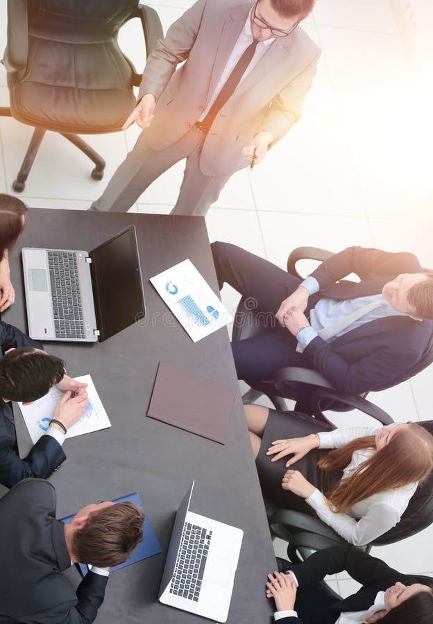 Project Manager Conducts a Briefing with the Business Team Stock Photo ...