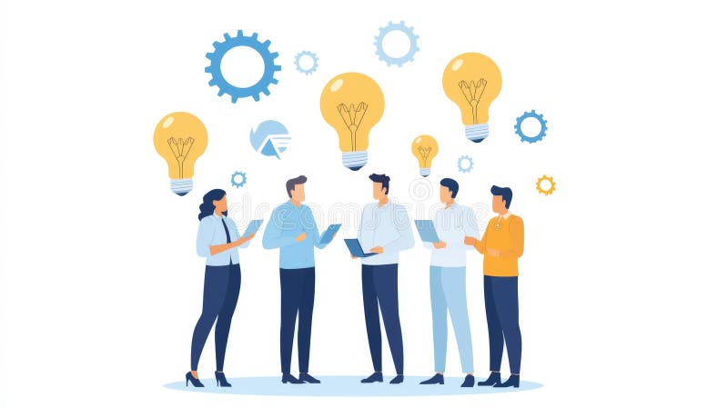 Brainstorming New Ideas Teamwork for Success Stock Illustration ...