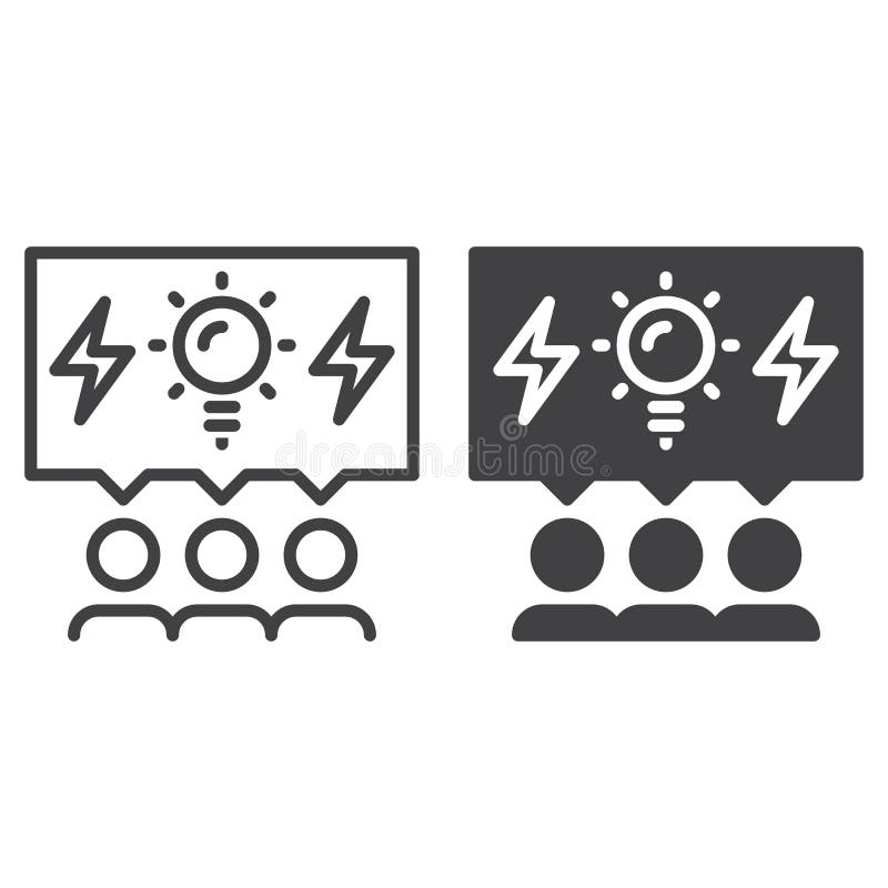 Brainstorming People Line and Solid Icon Stock Vector - Illustration of ...