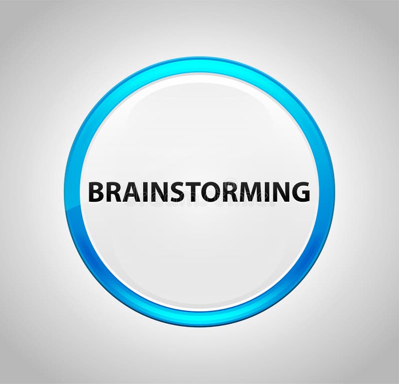 Brainstorming Round Blue Push Button Stock Illustration - Illustration ...