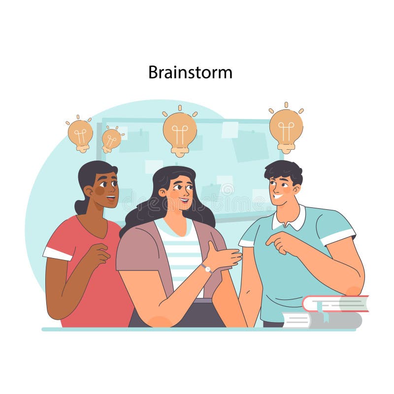 Brainstorming Session Concept. Flat Vector Illustration Stock Vector ...