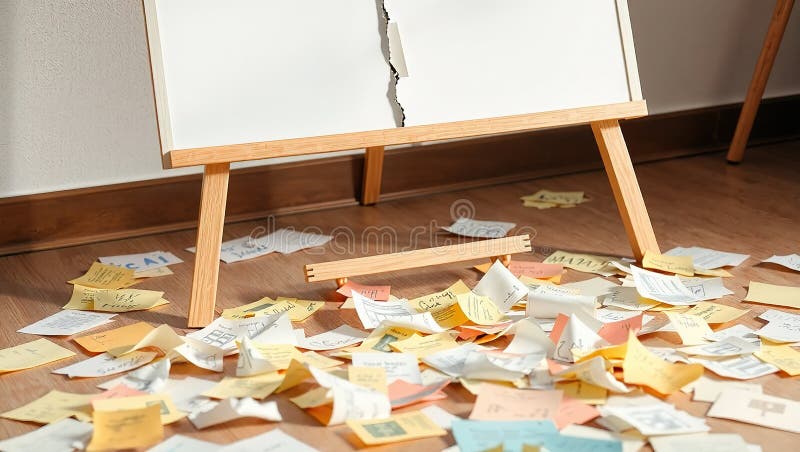 Brainstorming Session Gone Wrong Broken Easel Crumbled Ideas and a ...