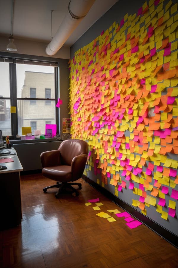 A Brainstorming Session with Sticky Notes on a Wall Stock Illustration ...