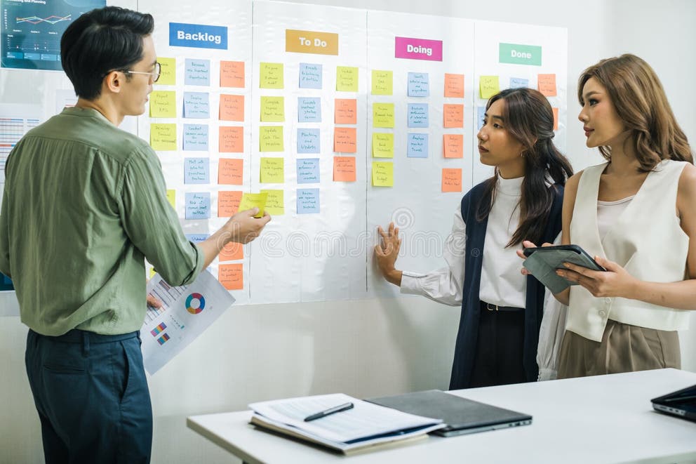 Brainstorming Session, Using Sticky Notes on a Task Board (kanban) To ...