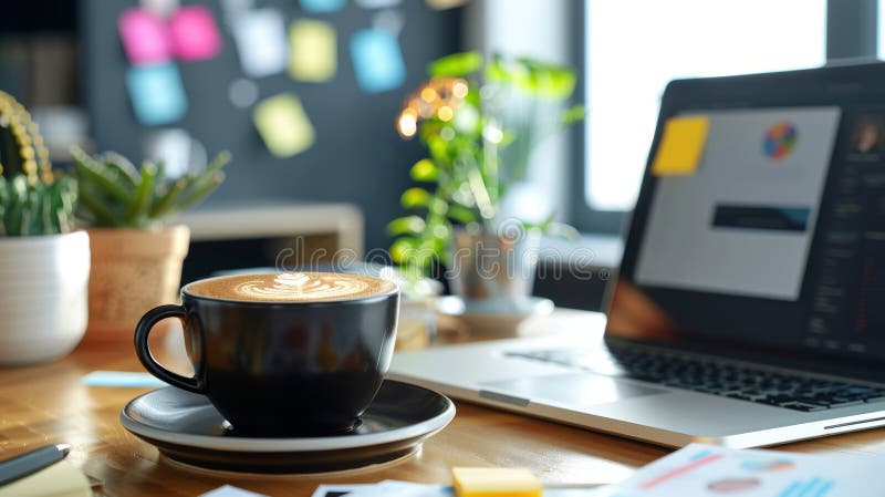 Brainstorming Social Media Content Desk Setup with Laptop Stock ...