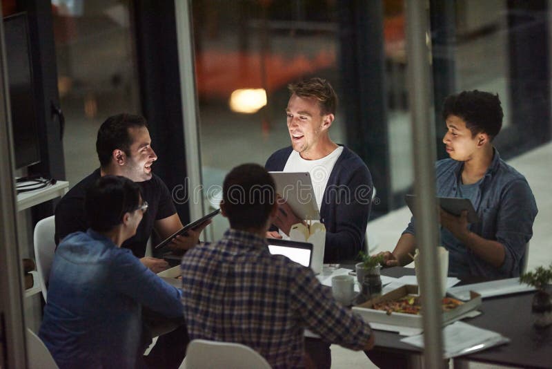 Brainstorming Some Bright Ideas. Employees Working in an Office at ...