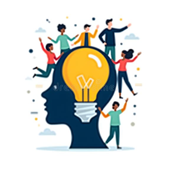 Brainstorming Team Idea Generation Concept with Lightbulb in Head and ...
