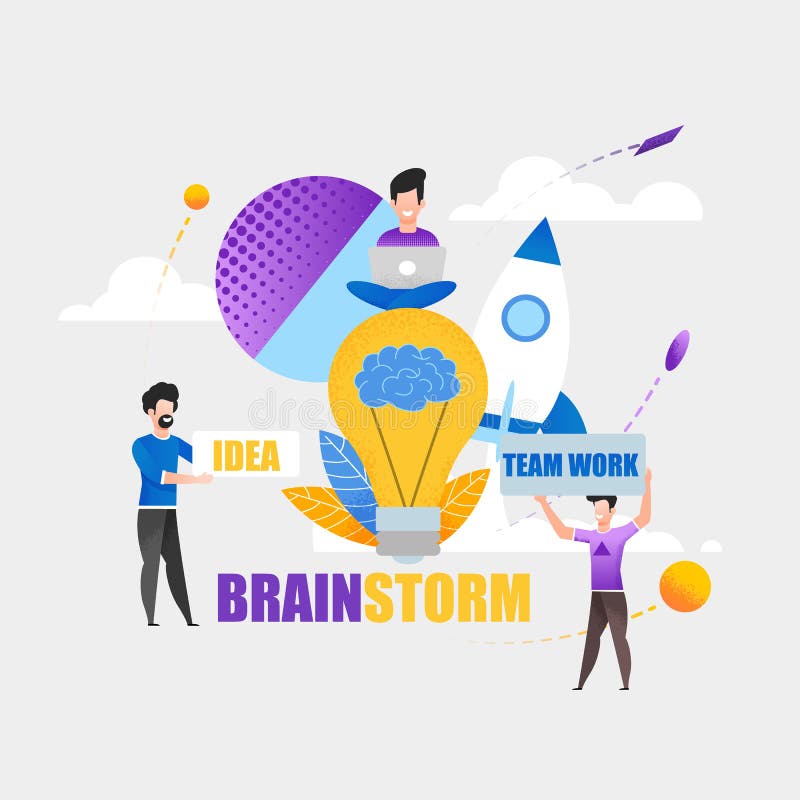 Brainstorming Team Work Idea on Many Hard Projects Stock Illustration ...