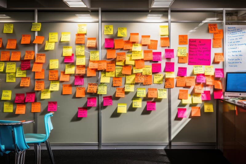 Brainstorming Text on Sticky Note Stick on Board in Meeting Room ...