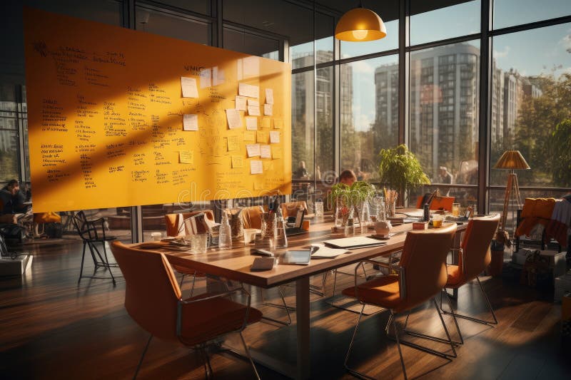 Brainstorming Text on Sticky Note Stick on Board in Meeting Room ...