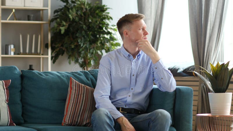 Brainstorming Middle Aged Man Thinking while Sitting in Office Stock ...