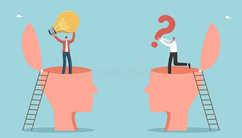 Men Holding Question Mark and Light Bulb in Heads Stock Vector ...
