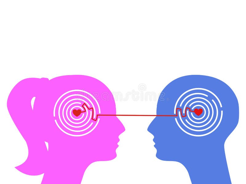 Brainstorming To Solve Problems. Male and Female Heads Think the Same ...