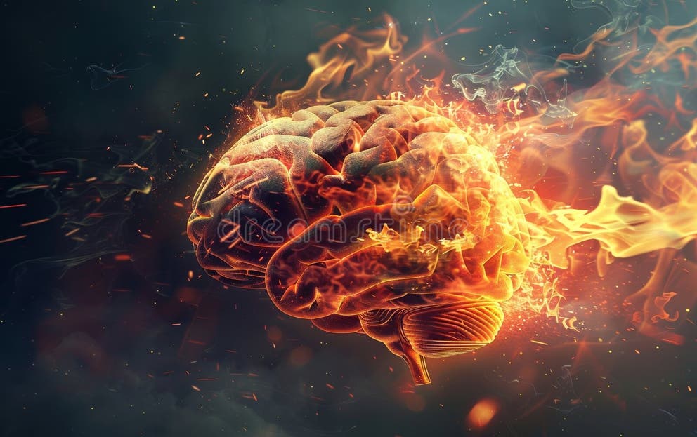 Brainstorming Visualized As a Burning Brain Sparking Inspiration Stock ...
