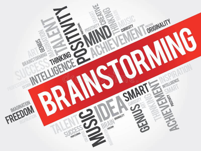 Brainstorming word cloud stock illustration. Illustration of solution ...