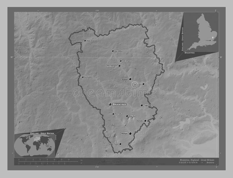 Braintree, England - Great Britain. Grayscale. Labelled Points O Stock ...