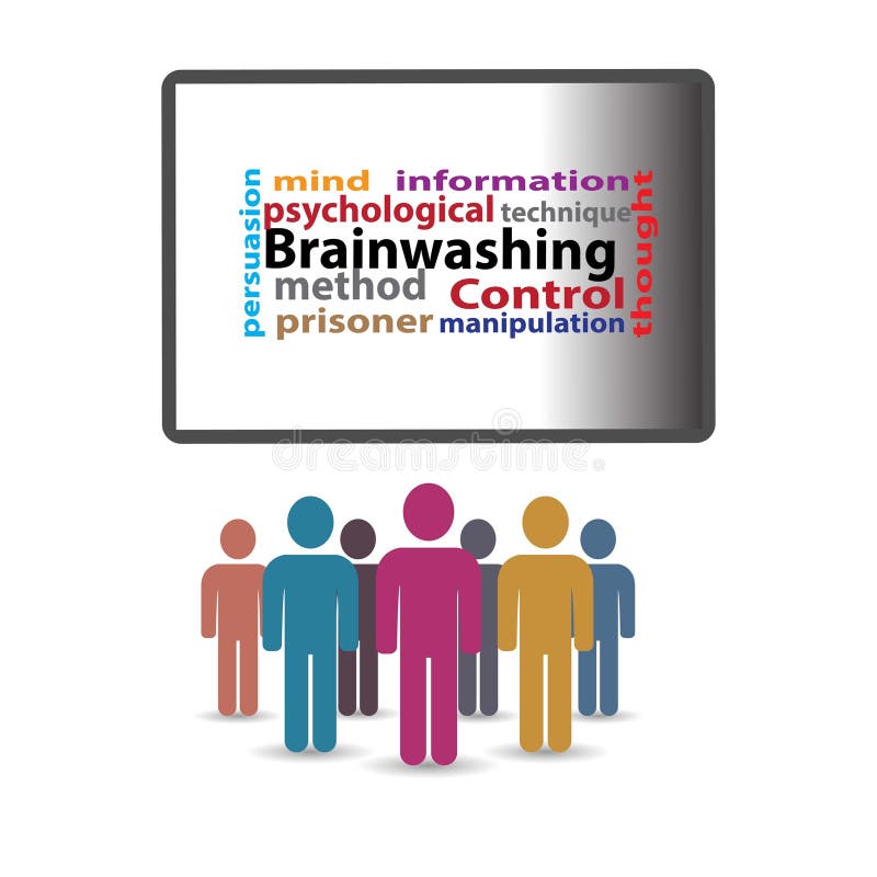 Group of People in Front of a Big Television Screen, Brainwashing ...