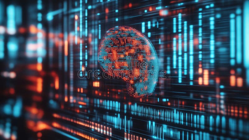 Brainwave Data Flow, Visualization of Human Brain Activity, Digital ...