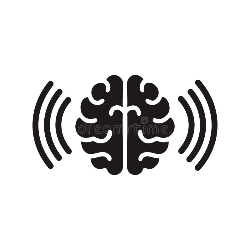 Brainwave Icon. Abstract Brain with Signal Waves Stock Vector ...