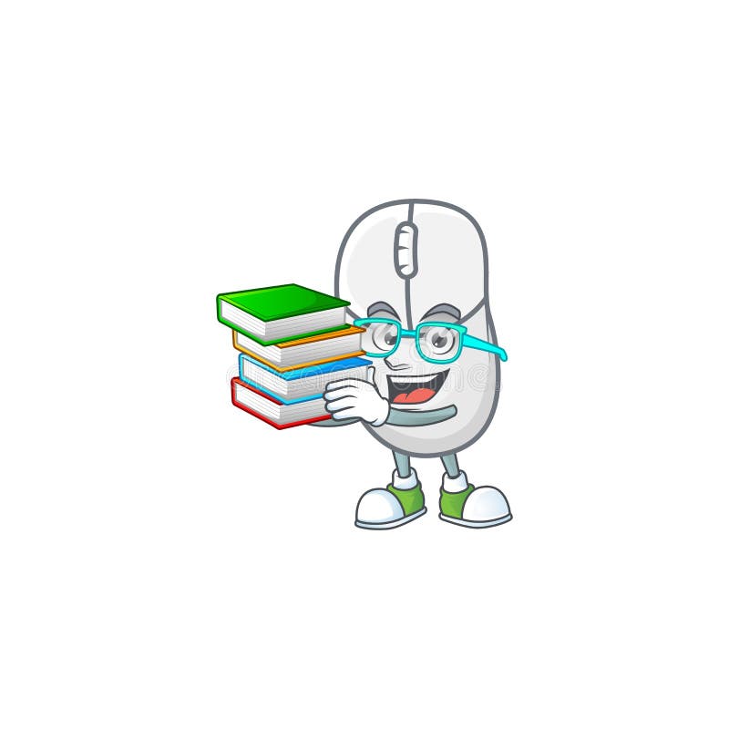 A Brainy Clever Cartoon Character of White Mouse Studying with Some ...
