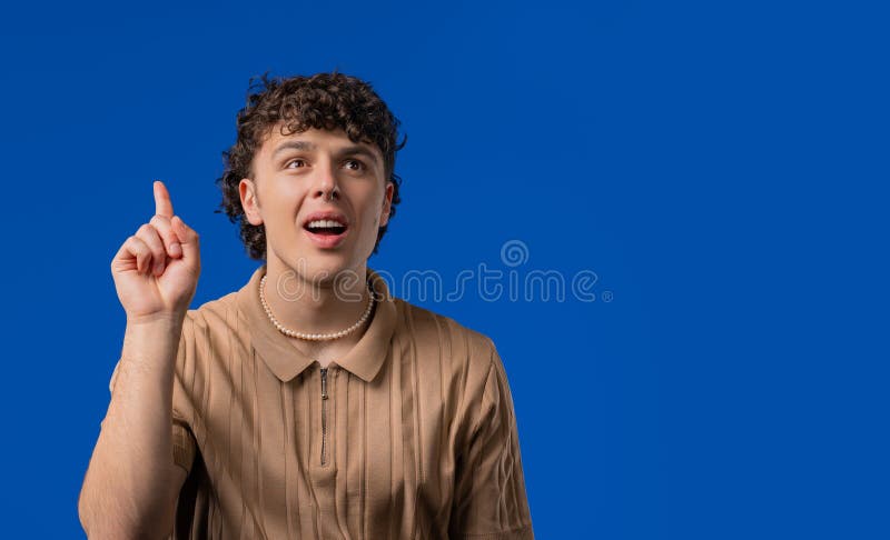 Brainy Man Having Idea Eureka Moment, Pointing Finger Up. Solution ...