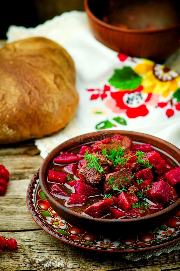 Braised beef with beet. stock image. Image of cuisine - 50757547