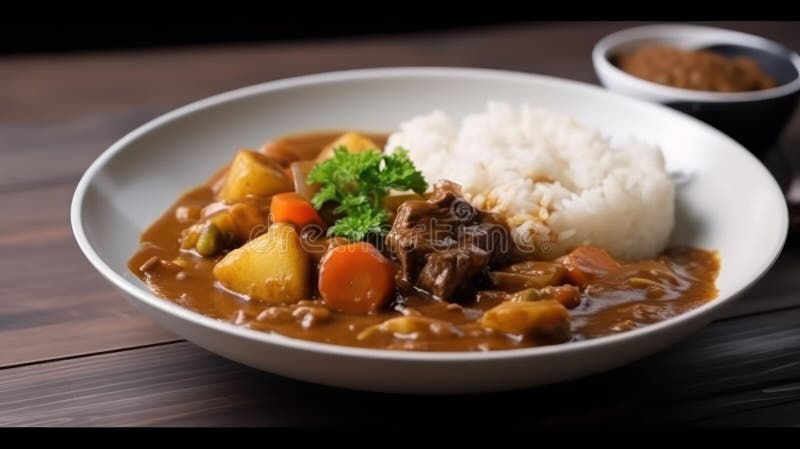 Braised Beef with Pineapple and Rice . Stock Illustration ...