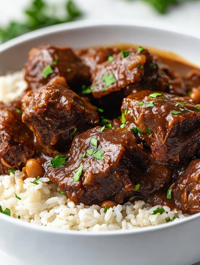 Braised Beef Stew Over Rice Garnish Stock Photos - Free & Royalty-Free ...