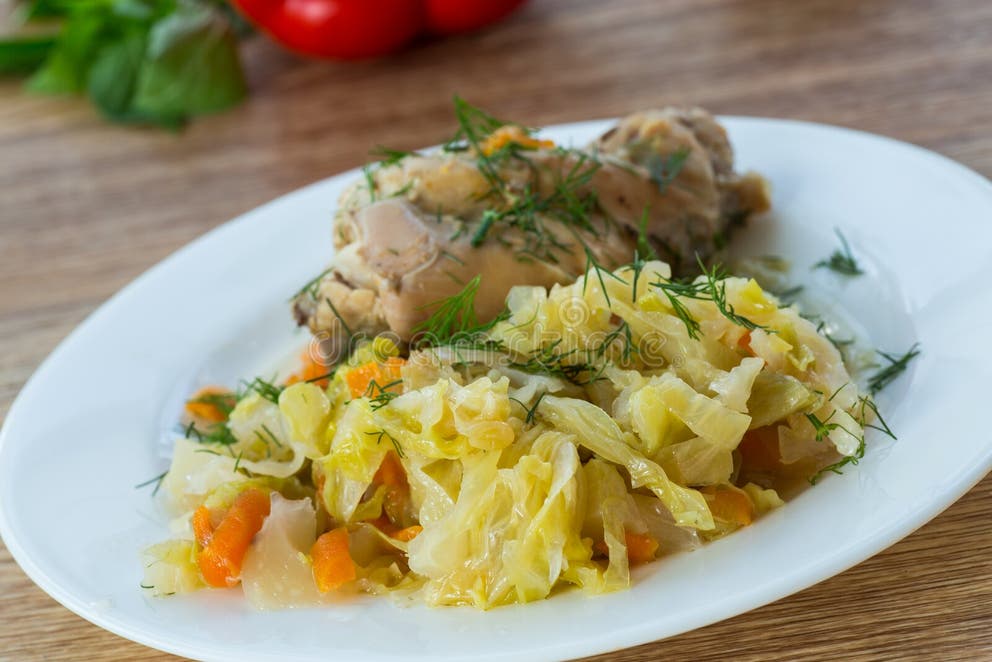 Braised Cabbage with Meat Rabbit Stock Photo - Image of ingredient ...