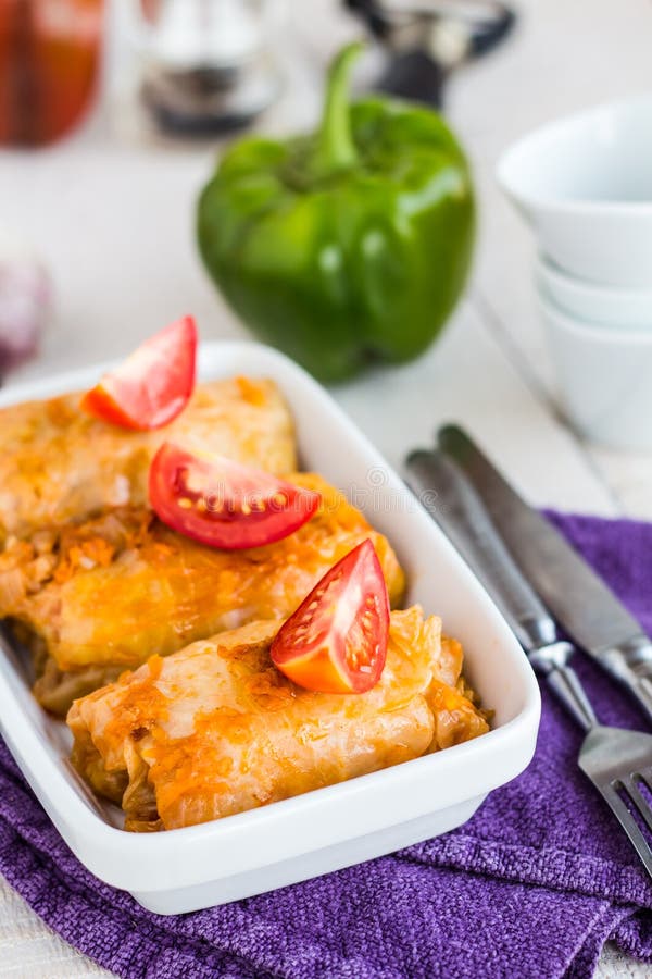 Braised Cabbage with Meat and Rice in Tomato Sauce Stock Photo - Image ...