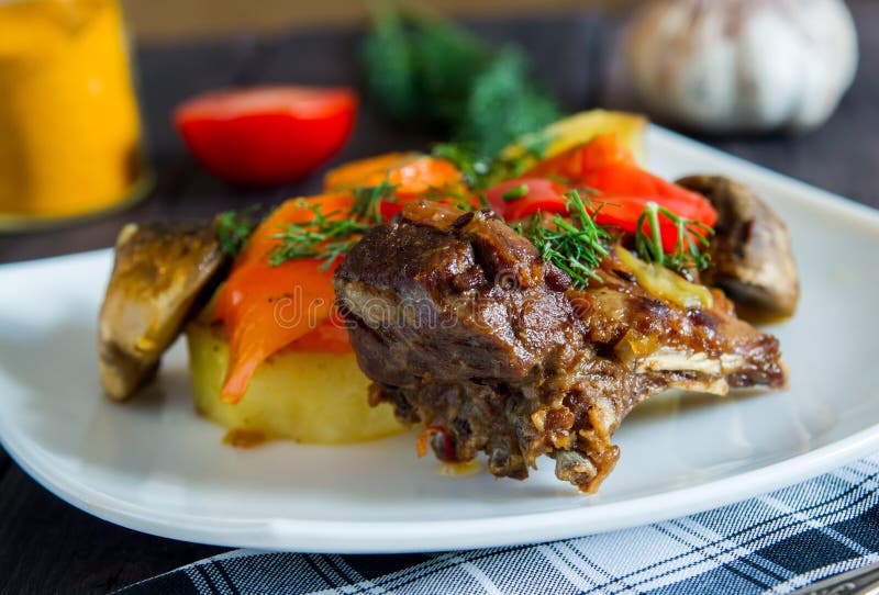 Braised Lamb Ribs with Vegetables Stock Image - Image of fillet, bone: 60390597