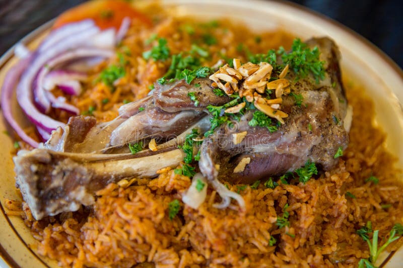 Braised Lamb shank stock photo. Image of halal, basmati - 288018214