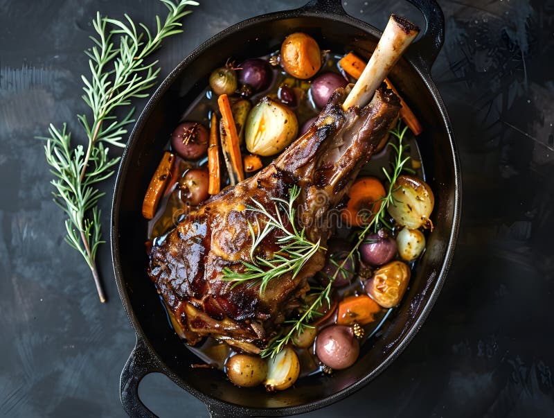 Braised Lamb Shank Lamb Shank with Root Vegetables Stock Illustration ...
