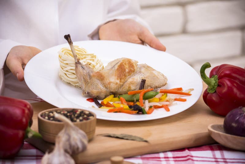 Braised Leg of Rabbit and Spaghetti Stock Image - Image of spaghetti ...